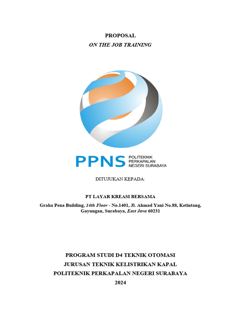 Proposal OJT D4 Teknik Otomasi 2024 | PDF