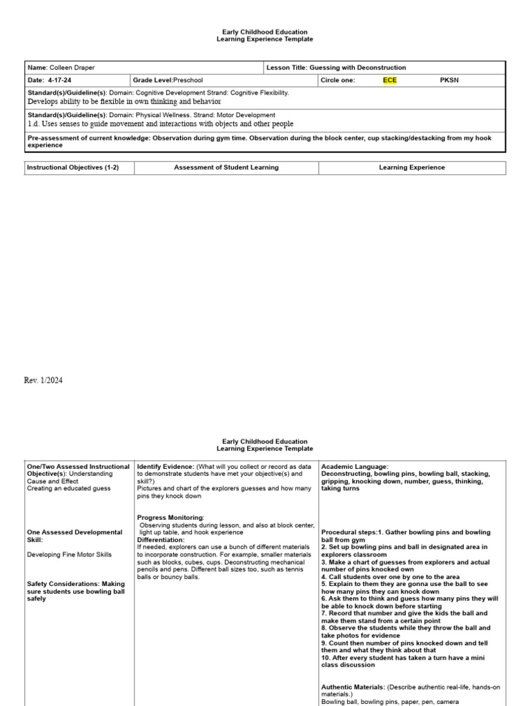 Colleen Draper Edt 313 Lesson Plan | Download Free PDF | Early ...