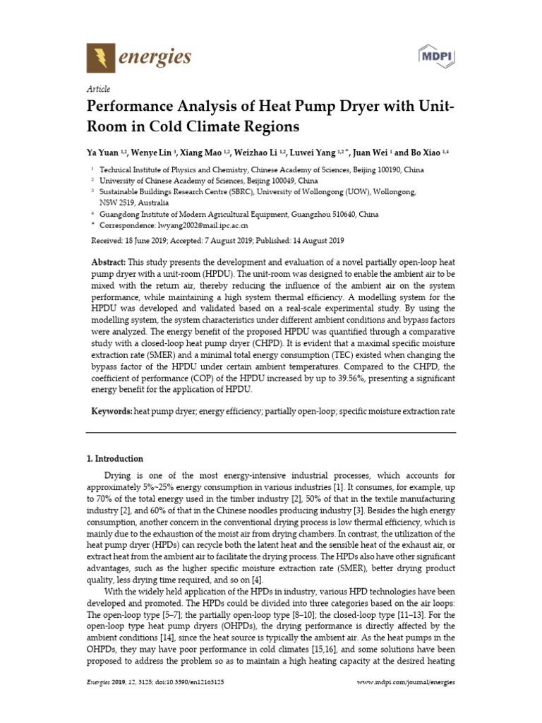 Performance Analysis of Heat Pump Dryer With Unit | PDF | Heat Pump | Humidity