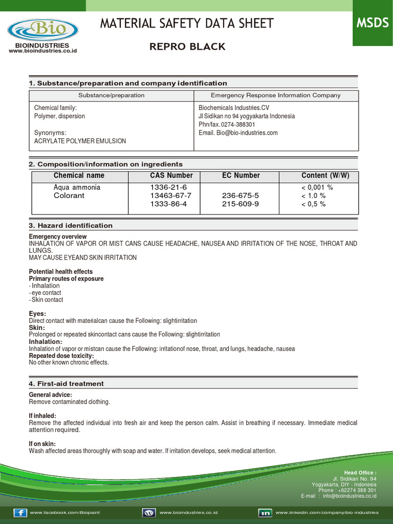 MSDS Repro Black | Download Free PDF | Workplace | Working Conditions