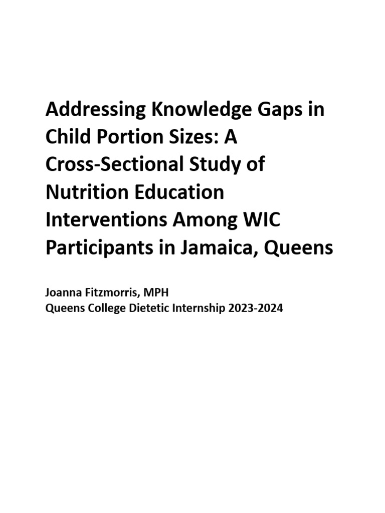 Fitzmorris - Research Project Final | PDF | Food Security | Wic