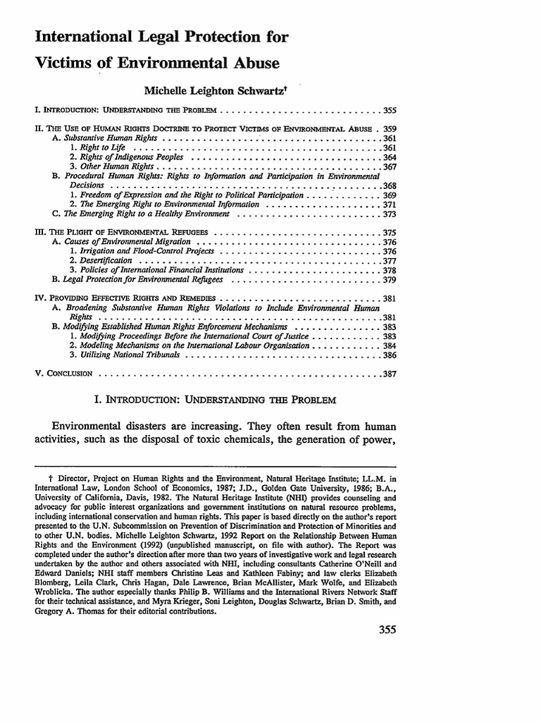 International Legal Protection For Victims of Environmental Abuse | PDF ...