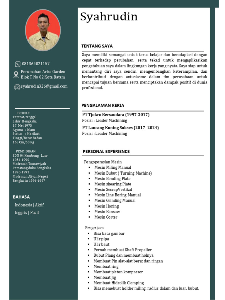 CV Syahrudin | PDF