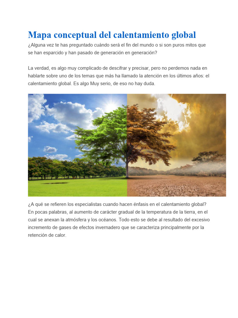 Mapa Conceptual del Calentamiento Global | PDF | Cambio climático ...
