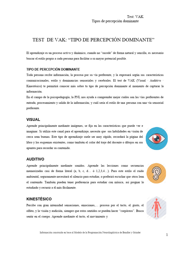 Test de Estilos de Aprendizaje VAK | PDF | Aprendizaje | Programación ...