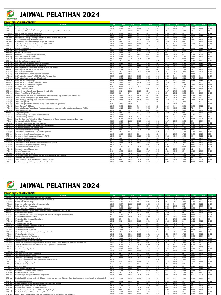 JADWAL 2024 - PT. PATRARI JAYA UTAMA - HRD | PDF | Human Resource Management | Business