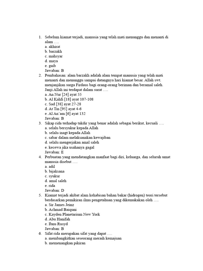 Soal PAI USBN Kelas 12 Genap | PDF