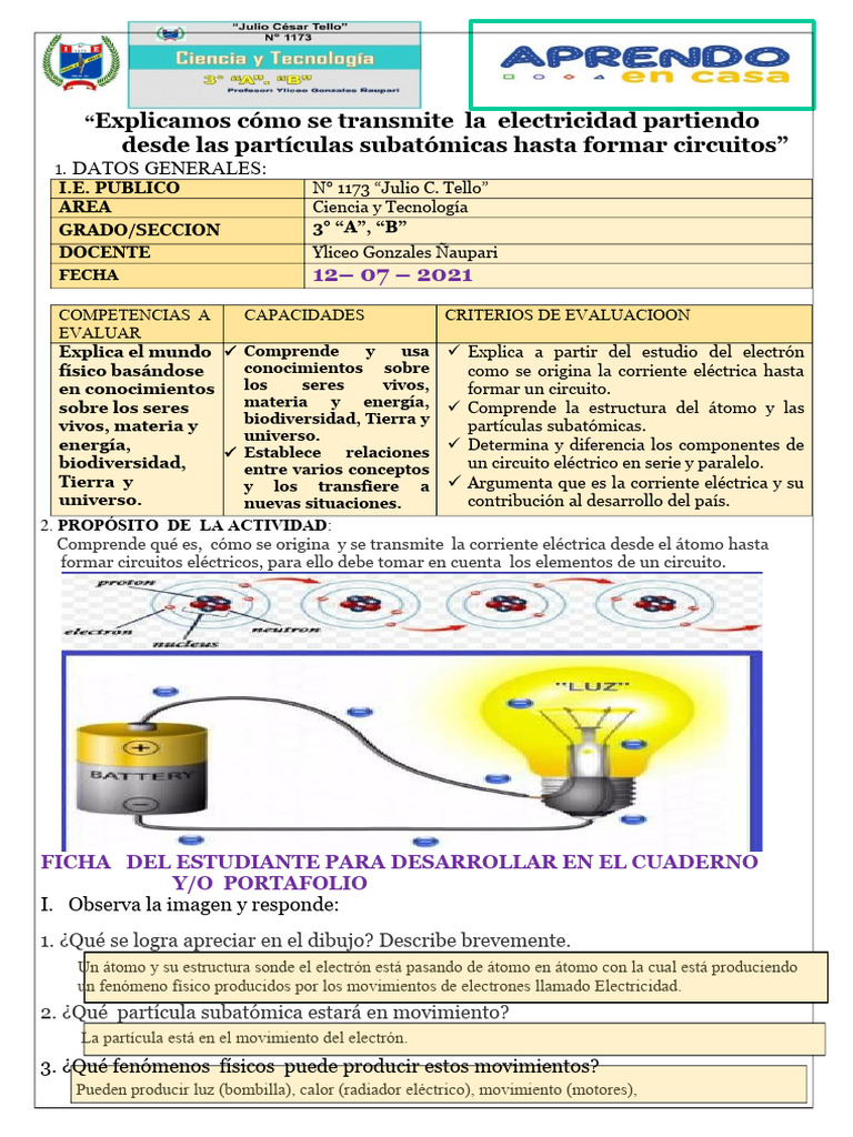 Sesion de CT 3° AB del 12 al 16 de Julio-convertido (1) (1) | PDF | Electricidad | Electrón