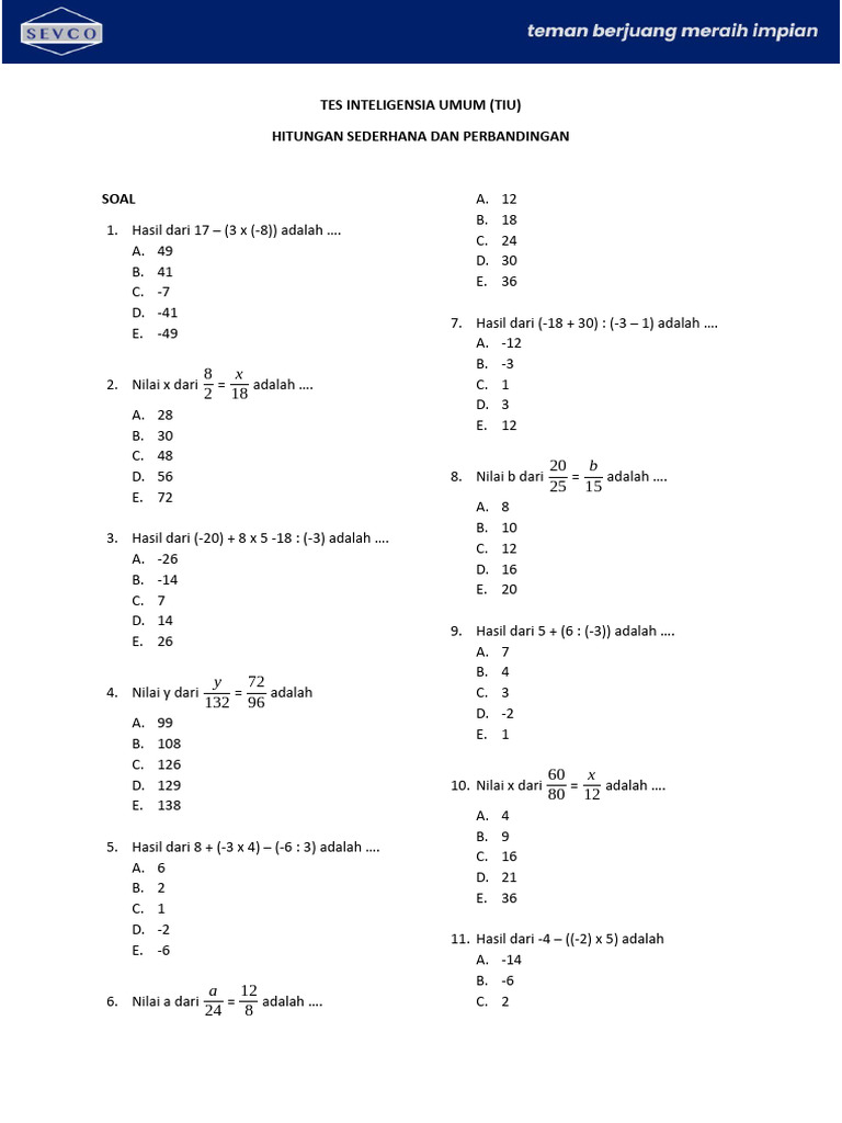 TIU_Hitungan sederhana dan perbandingan | PDF