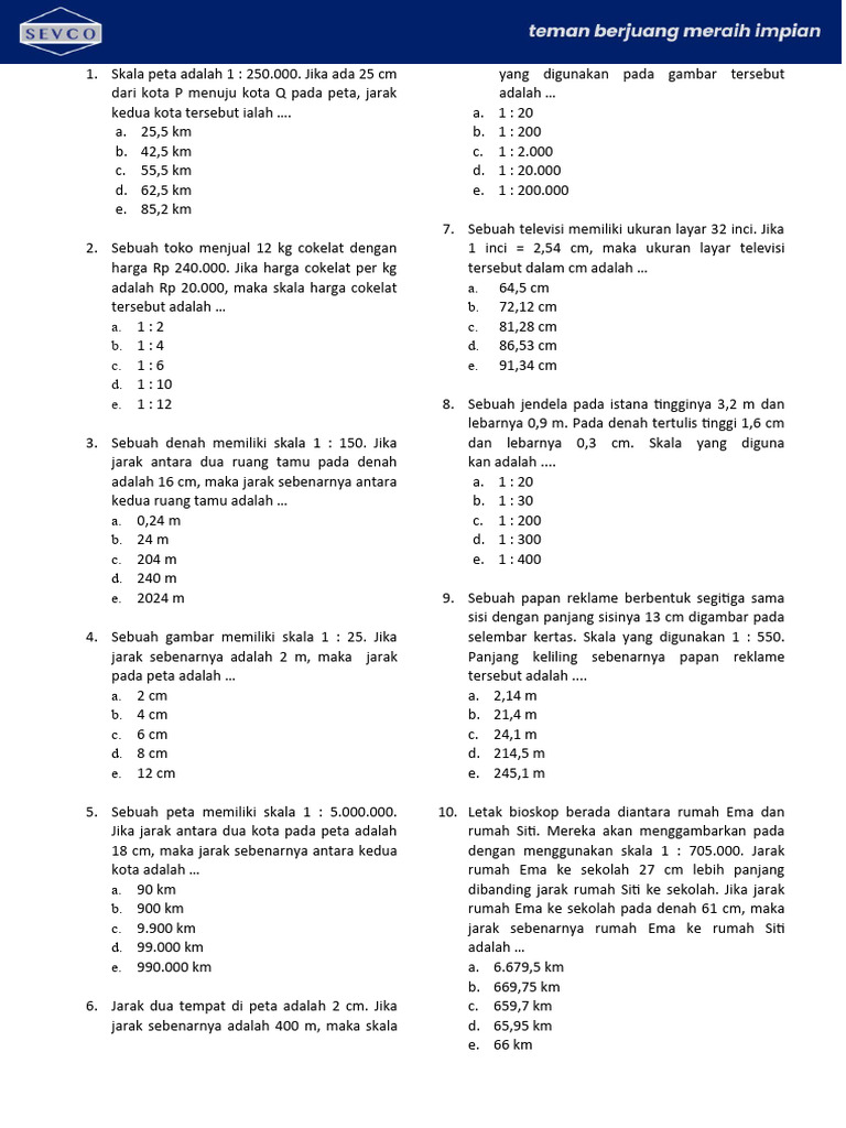 Soal dan Pembahasan Skala dan Perbandingan | PDF