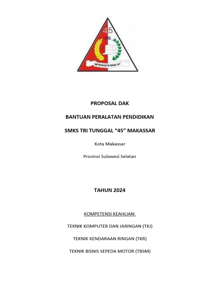 Proposal Bantuan Dak 2024 SMK Tri Tunggal-1 | PDF