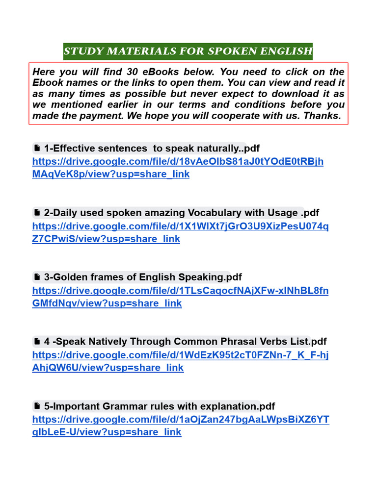 30 Ebooks Spoken English Study Materials | PDF | English Language | Grammar