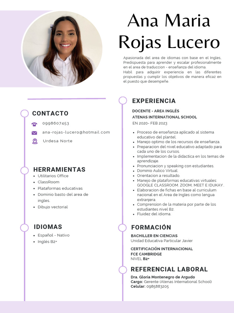CV Ana Maria Rojas Lucero | PDF | Enseñando | Modificación de ...