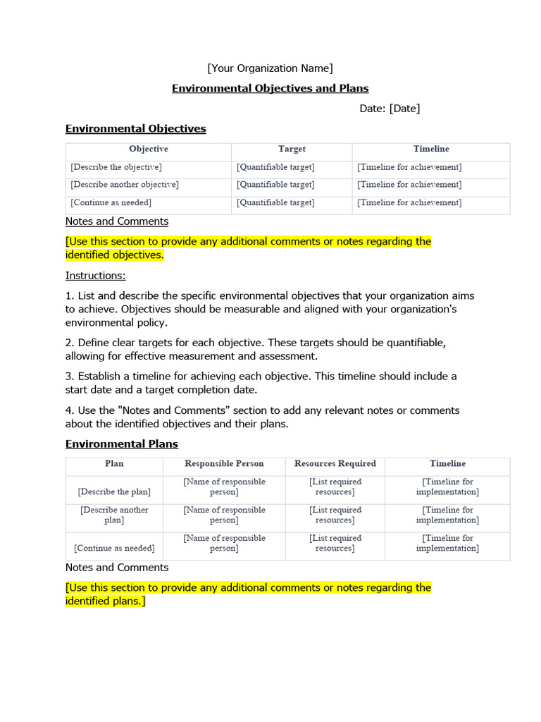 Environmental Objectives and Plans | PDF | Business