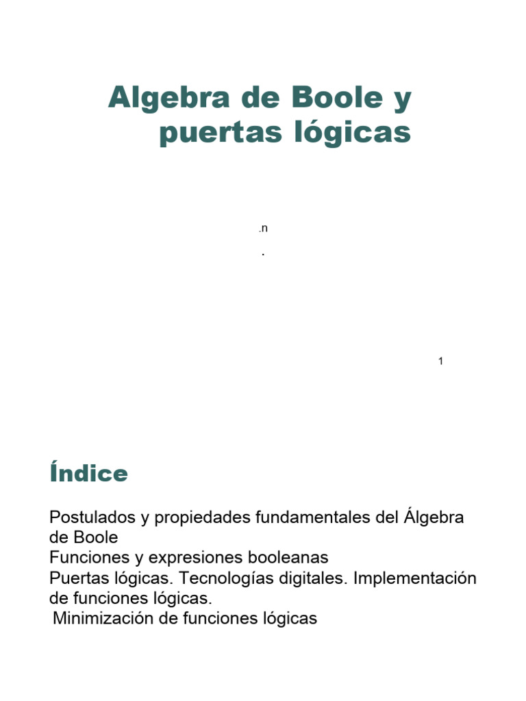 Álgebra Boole y Puertas Lógicas | PDF | Álgebra de Boole | Enseñanza de ...