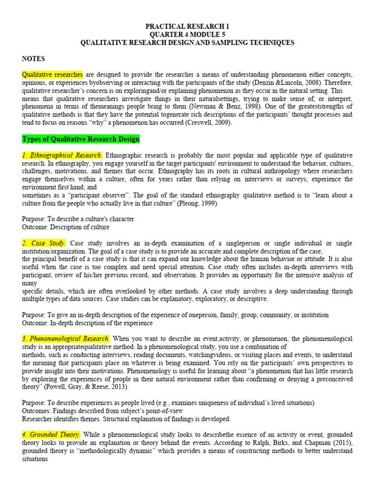 Module 5 Notes | PDF | Ethnography | Sampling (Statistics) Module 5 Notes | PDF | Ethnography | Sampling (Statistics)