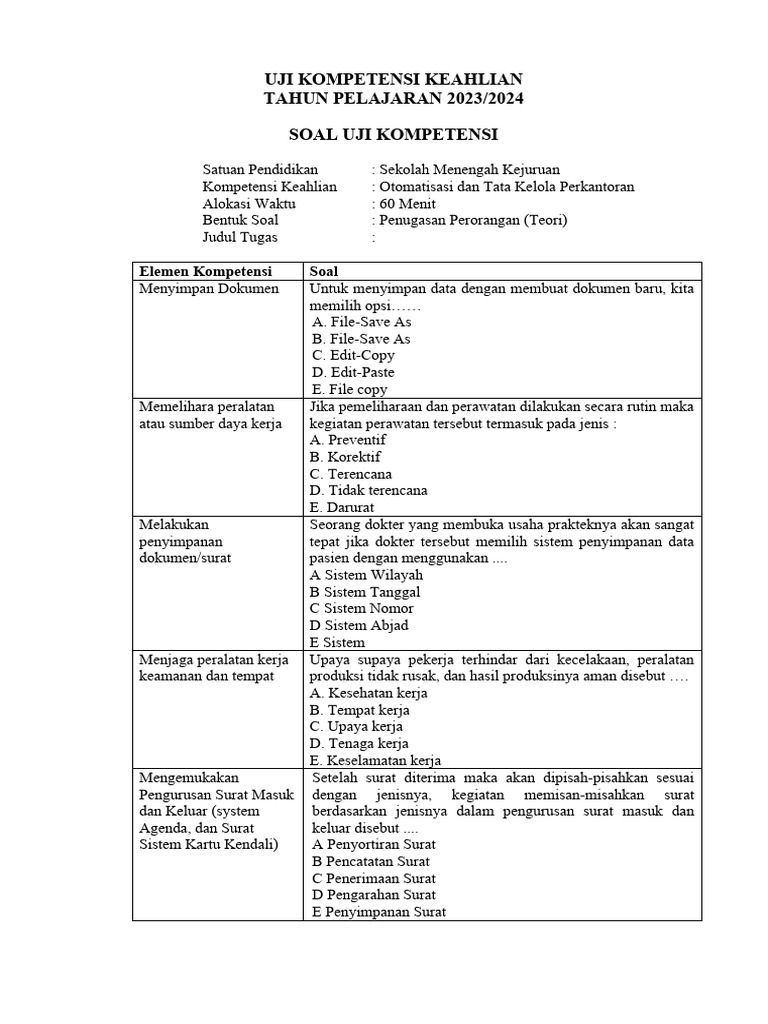 Soal Pengetahuan OTKP 2024 | PDF