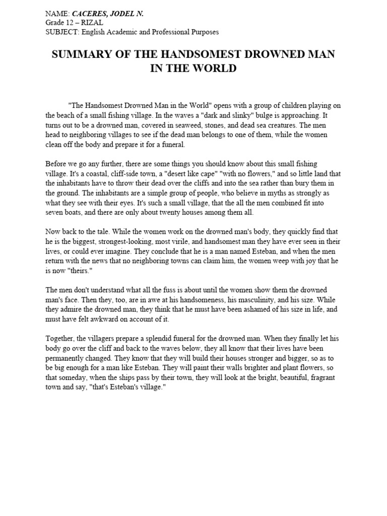 SUMMARY OF THE HANDSOMEST DROWNED MAN IN THE WORLD | PDF | Gabriel ...