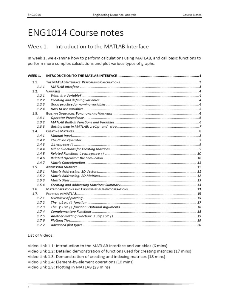 Final Eng1014 Notes | Download Free PDF | Acceleration | Matrix ...