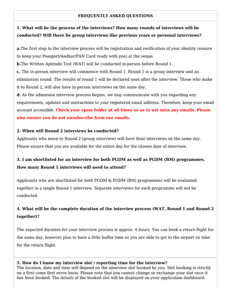 SPJIMR Interview Process FAQ 2024 | PDF