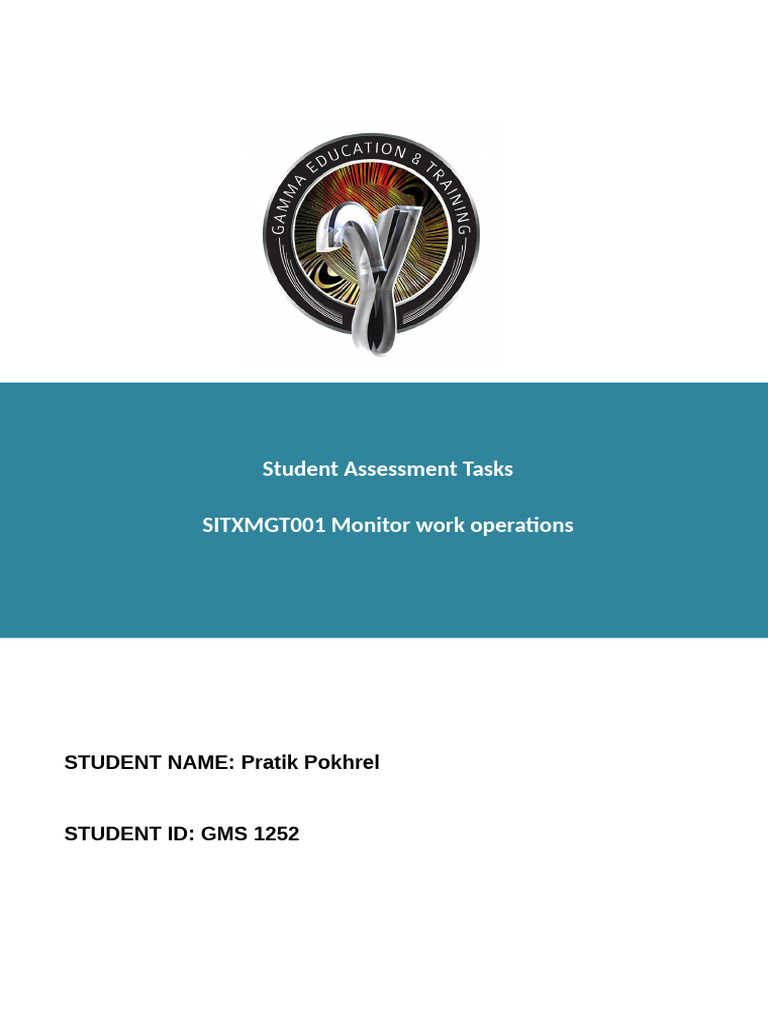 SITXMGT001 Monitor Work Operations | PDF | Brainstorming | Performance ...