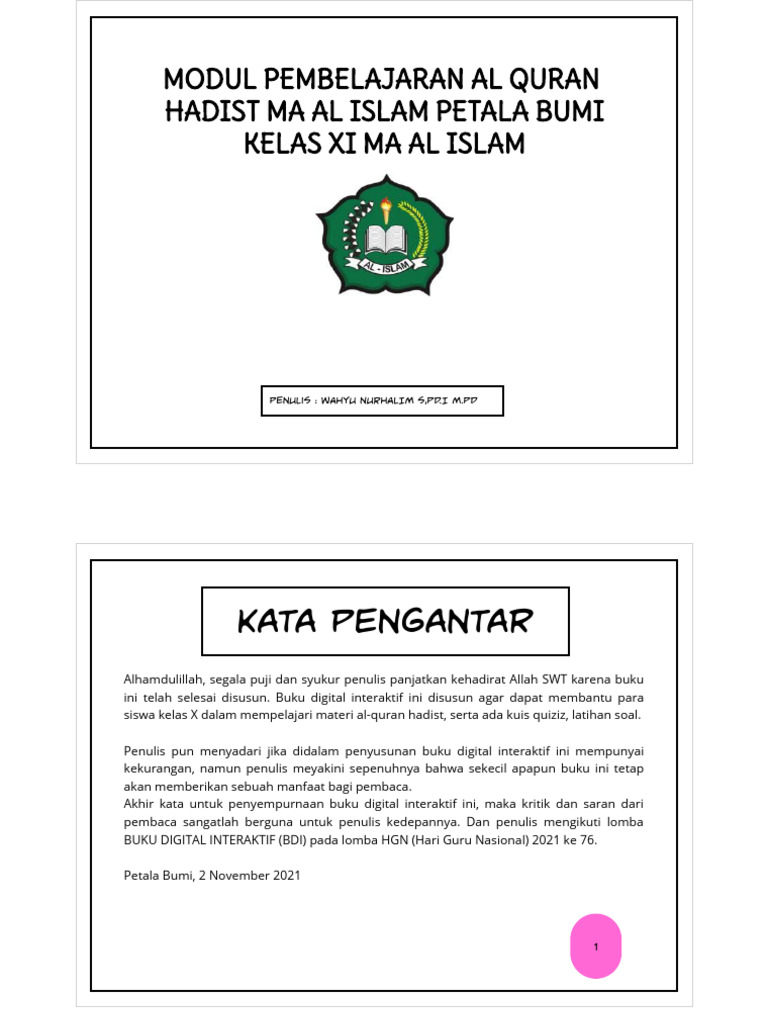Modul Al-Quran Hadist Kelas XI MA | PDF