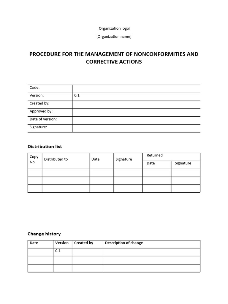 Procedure For The Management of Nonconformities and Corrective Actions ...