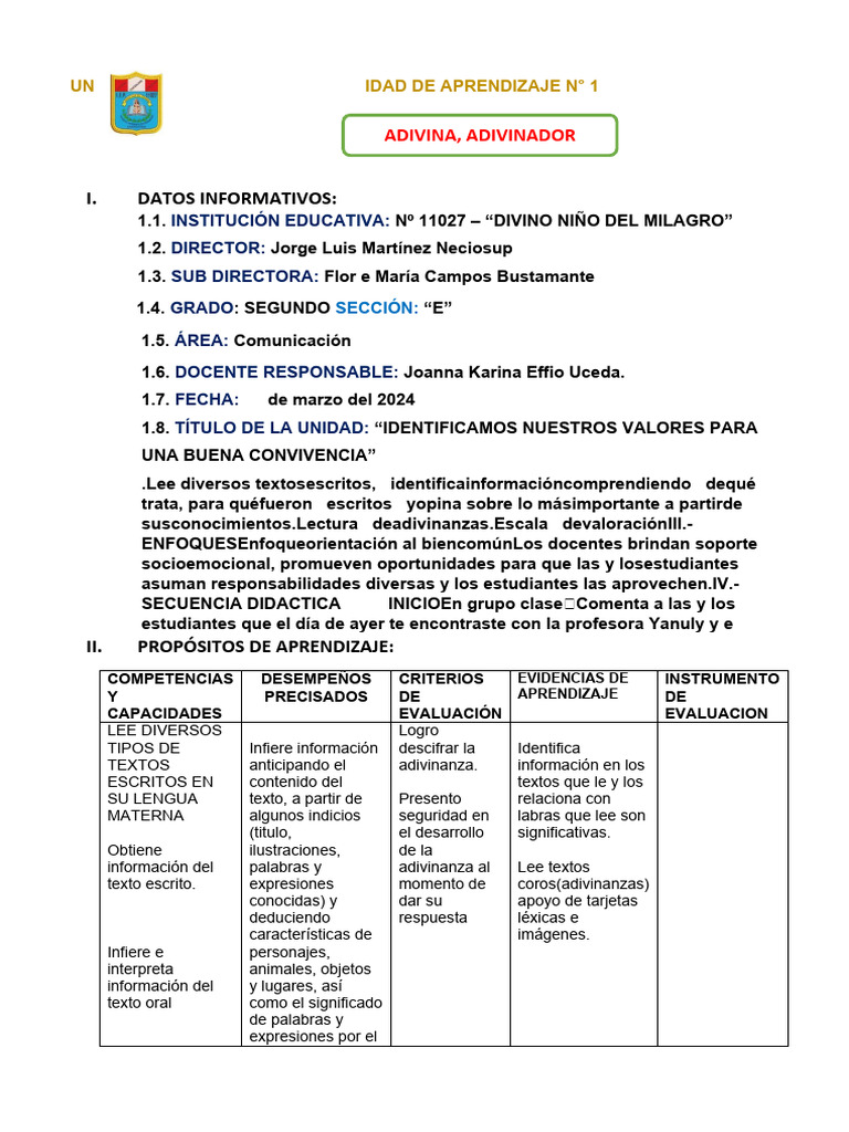 Sesion - Adivina Adivinador | PDF | Evaluación | Aprendizaje