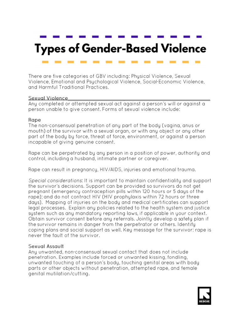 Types of Gender Based Violence PDF | PDF