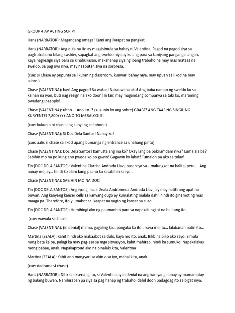 Group 4 Ap Acting Script | PDF