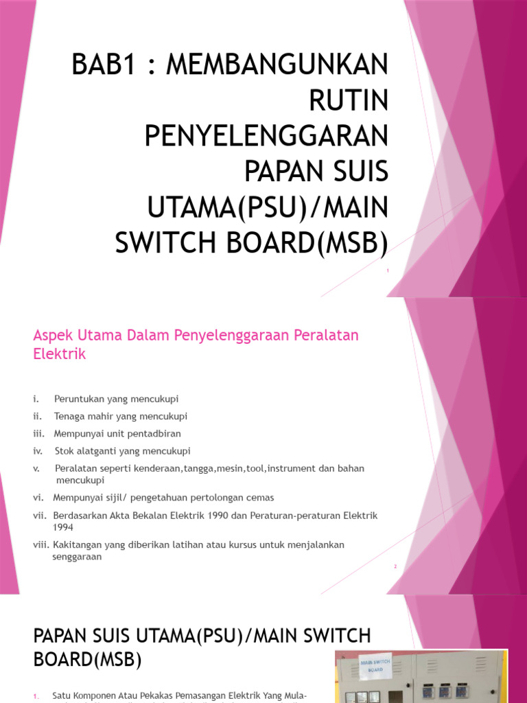 1 & 5. Membangunkan Jadual Penyelenggaran Papan Suis Utama (Psu) | PDF
