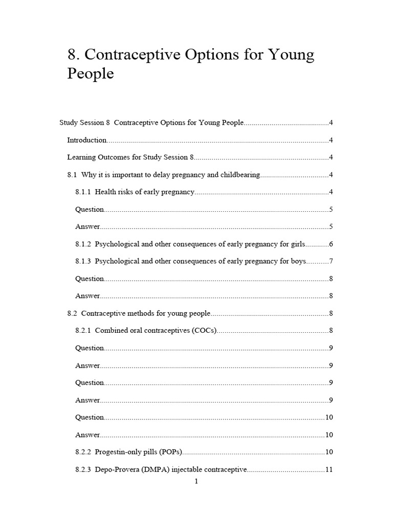 Contraceptive Options For Young People | PDF | Birth Control | Combined ...