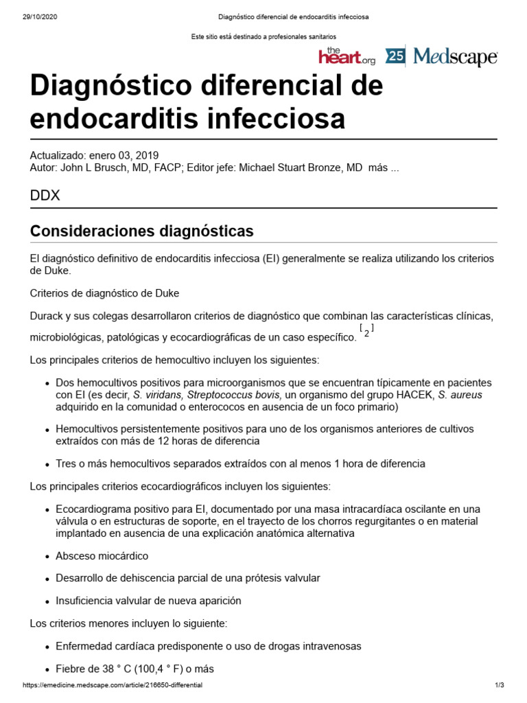 Criterios de Duke en Endocarditis Infecciosa | PDF | Epidemiología ...