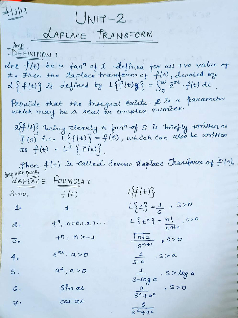UNIT - III Laplace Transform | PDF