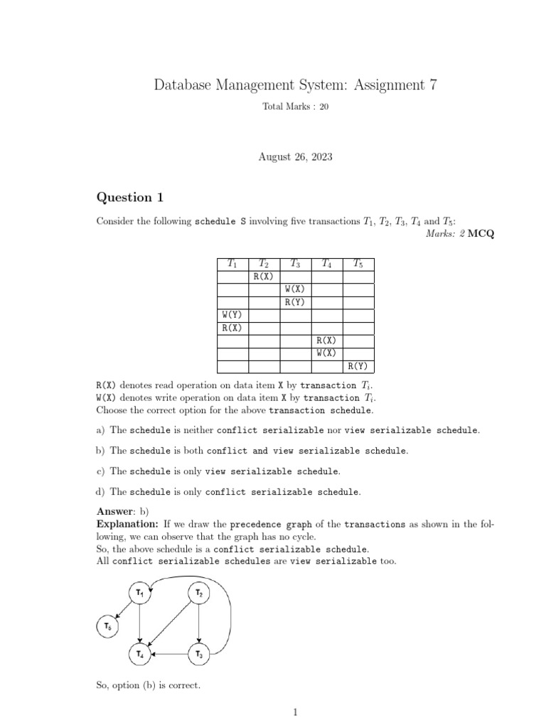 Week 7 Solution Pdf Databases Concurrency Computer Science