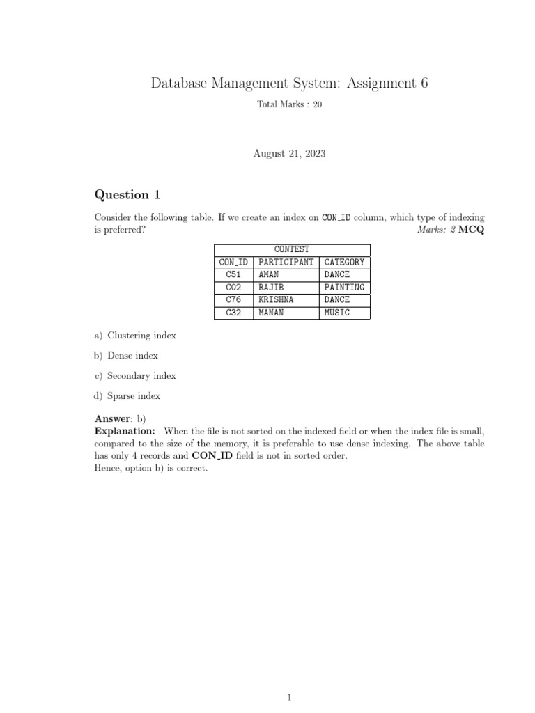 Week 6 Solution | PDF | Database Index | Information Retrieval