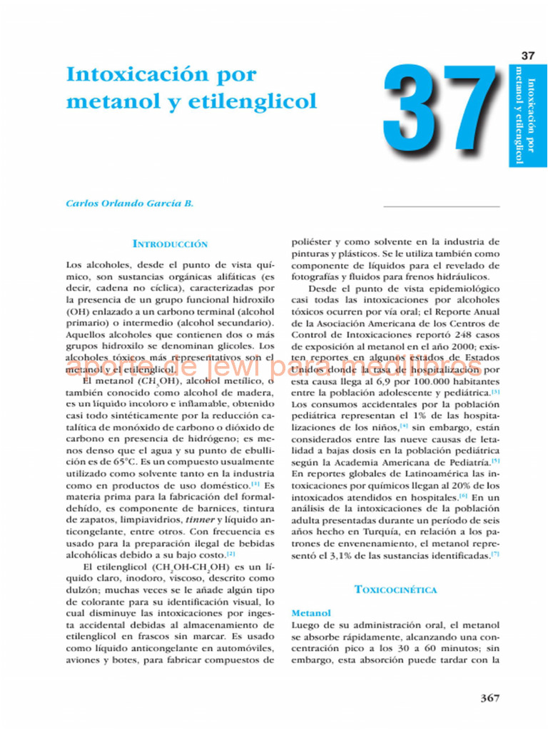 Metanol | PDF | Medicina CLINICA | Especialidades Medicas