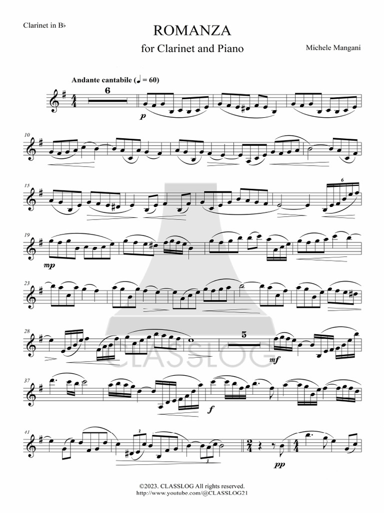 ROMANZA - Clarinet in Bb | PDF