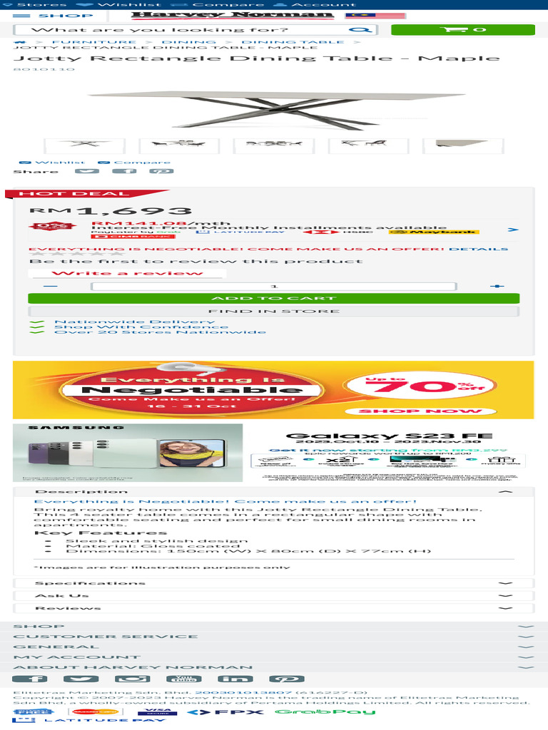 Jotty Rectangle Dining Table - Maple Harvey Norman Malaysia | PDF