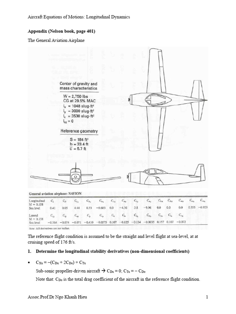 Example Problem Aircraft Longitudinal Motion | PDF | Flight | Aerodynamics