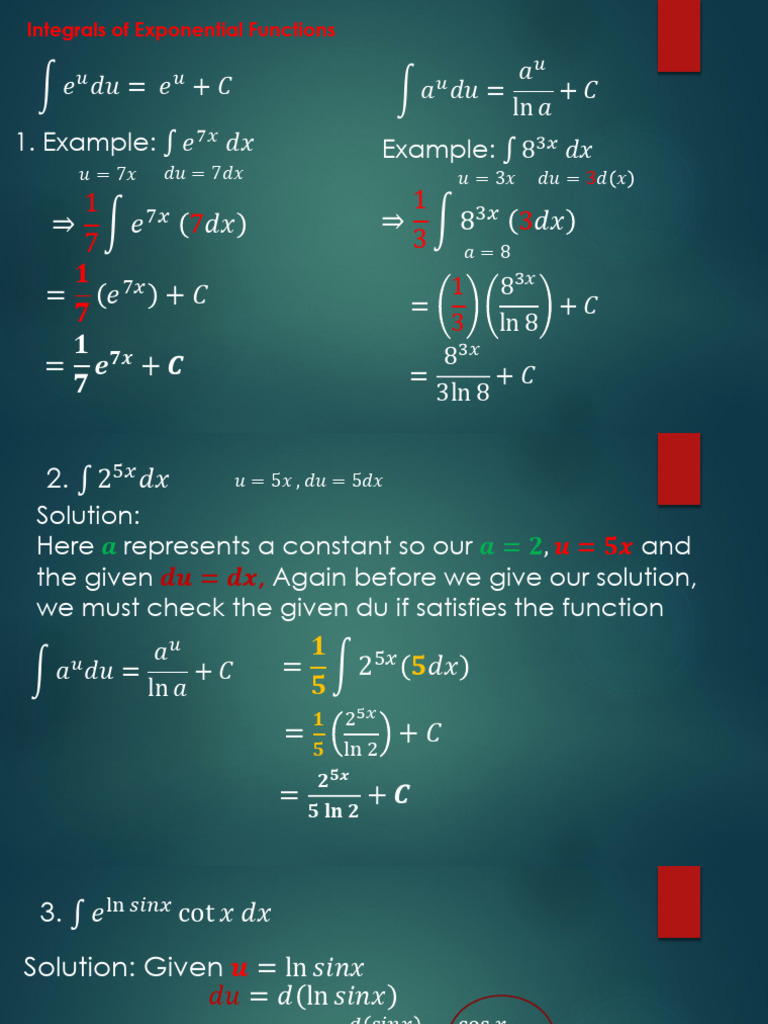 Exponential Function Integrals Explained | PDF | Functions And Mappings ...