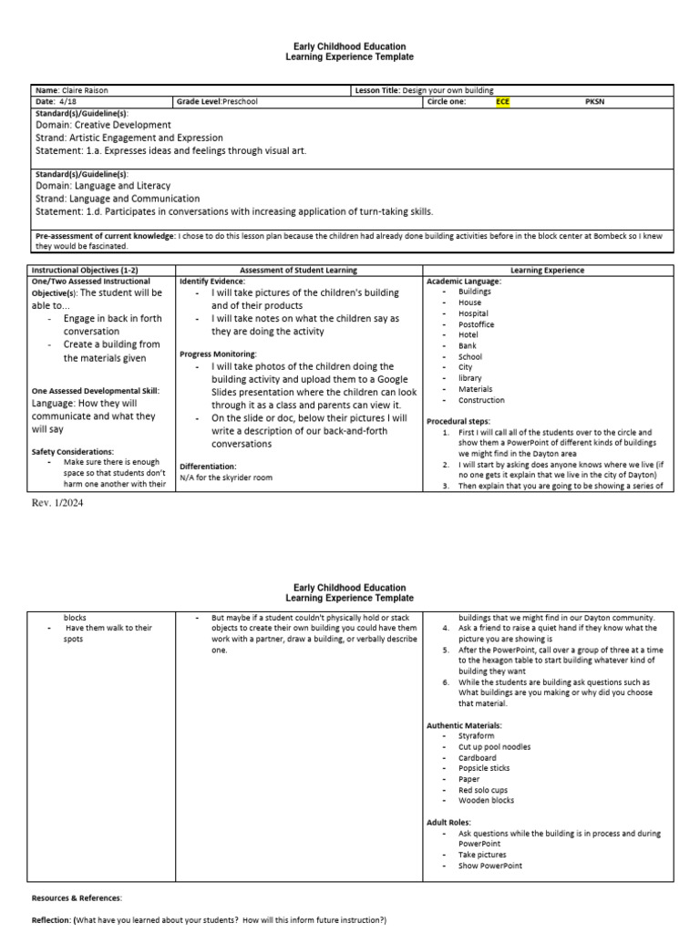 lesson plan 313 claire raison | PDF | Lesson Plan | Cognitive Science
