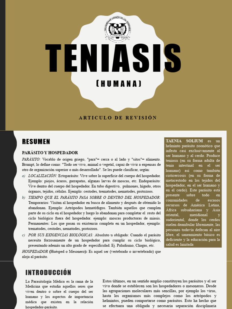 Teniasis Humana | PDF | Parasitología | Especialidades Medicas