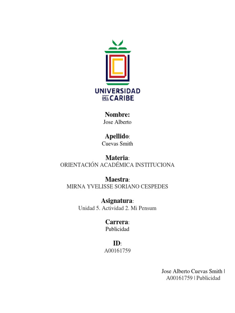 Unidad 5. Actividad 2. Mi Pensum | Descargar gratis PDF | Publicidad