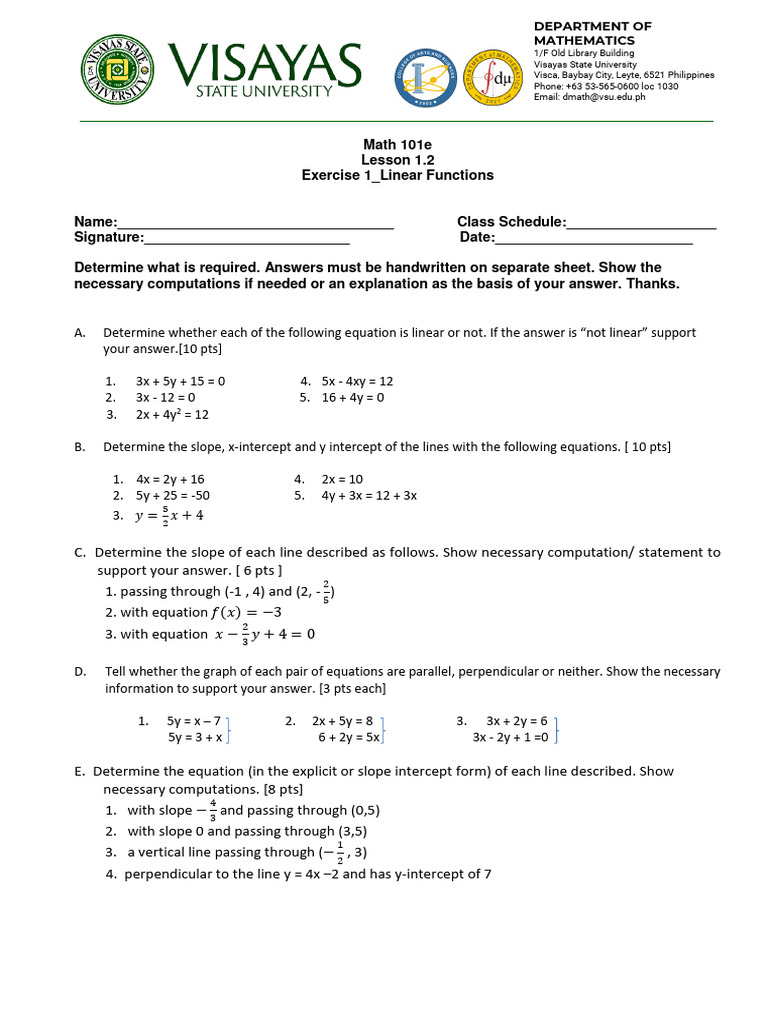 Math 101e - Lesson 1.2 - Exercise 1 - Linear | Download Free PDF | Fahrenheit | Celsius