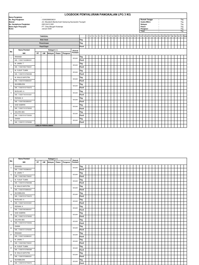 Logbook Kosong Edit | PDF
