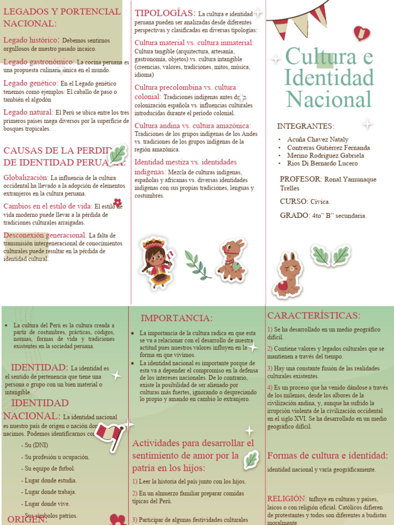 Triptico Cultura e Identidad Peruana | PDF | Perú | Tradiciones