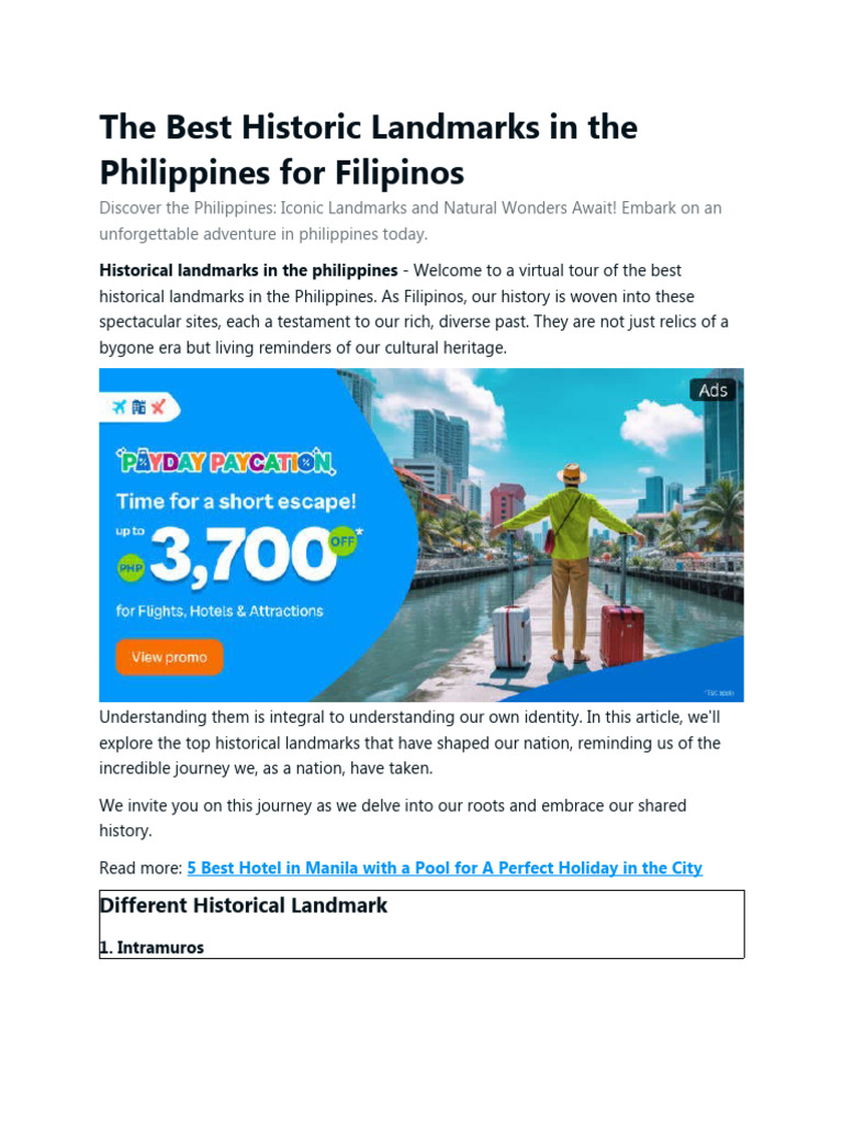The Best Historic Landmarks in The Philippines For Filipinos | PDF | Philippines