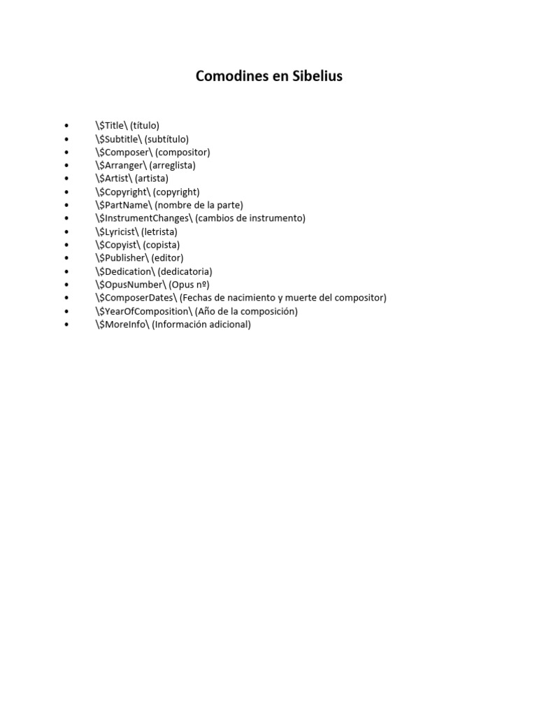 Comodines Sibelius | PDF