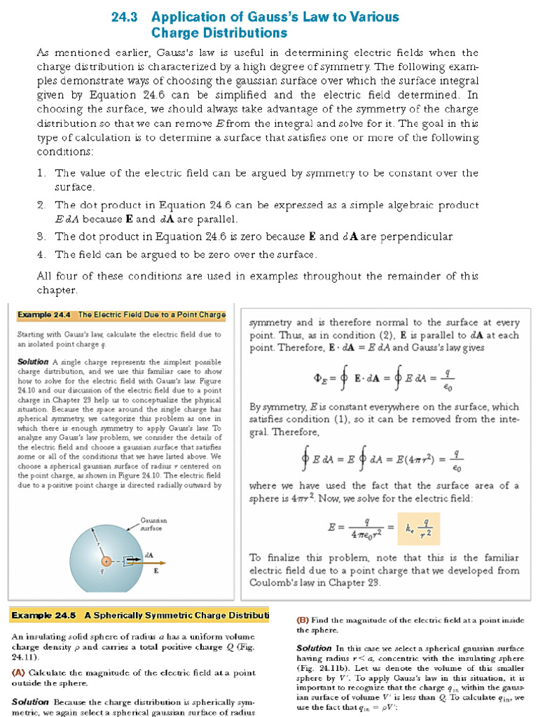 Application of Gauss Law | PDF